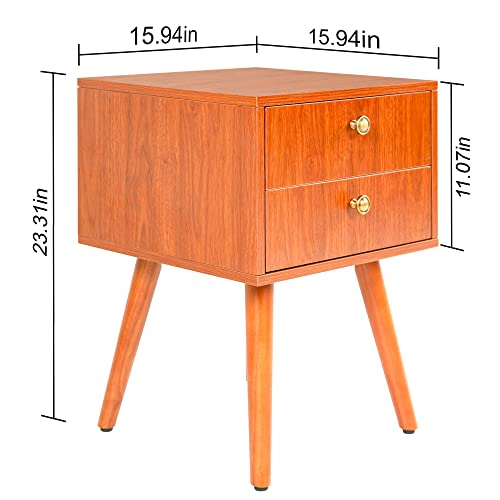 ODIKA Nightstand with Drawer/Bedside Table/End Table/Accent Table/Brown Side Table