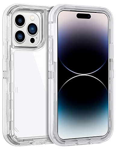 Coolden for iPhone 14 Pro Max Hybrid Clear Phone Case, Heavy Duty Protective Dual Layer Shockproof Case with Hard PC Bumper Soft TPU Back for iPhone 14 Pro Max 6.7 inch Transparent