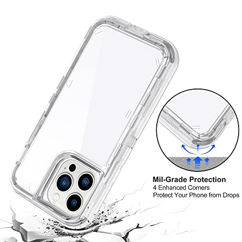 Coolden for iPhone 14 Pro Max Hybrid Clear Phone Case, Heavy Duty Protective Dual Layer Shockproof Case with Hard PC Bumper Soft TPU Back for iPhone 14 Pro Max 6.7 inch Transparent