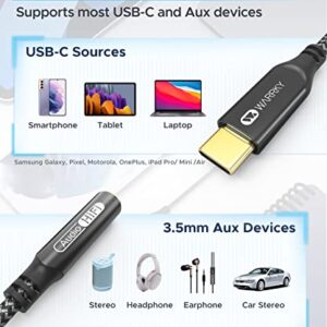 Warrky USB C to 3.5mm Audio Headphone Adapter【Flawless 24bit Hi-Res Sound Quality】 Type-C to Headphone Jack Compatible with Samsung Galaxy S22/S21/S20 Plus, Pixel 6/5/4, iPad Pro, Motorola-Black