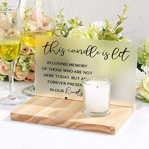 3 Pcs Sympathy Gifts Memorial Candle Acrylic and Wooden in Loving Memory Wedding Signs for Loss of Loved One Memorial Sign Bereavement Gifts (Wing)