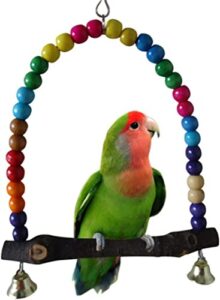 bird swing, parakeet, budgie and hummingbird swing perch, wooden dowel makes for resting spot, 1-piece,multi color 5.5 x 5.6 inch