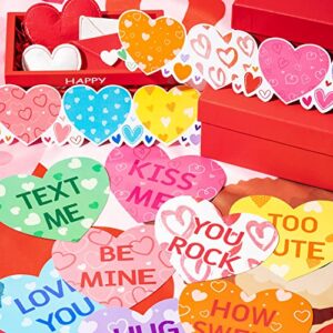 Haooryx 76Pcs Teacher Appreciate Sweet Conversation Heart Cutouts Bulletin Board Set Candy Heart Paper Cut-Outs Border Trim Bulletin Cardboard for Teacher Appreciate Party School Blackboard Wall Decor