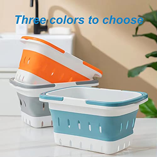 ANNIYA Plastic Caddy for Cleaning Supplies Products, Storage Collapsible Basket with Handles, Box Organizer Bin for Bathroom, Kitchen, College Dorm,Gym (Blue 1 pack)