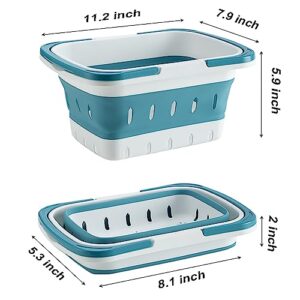 ANNIYA Plastic Caddy for Cleaning Supplies Products, Storage Collapsible Basket with Handles, Box Organizer Bin for Bathroom, Kitchen, College Dorm,Gym (Blue 1 pack)