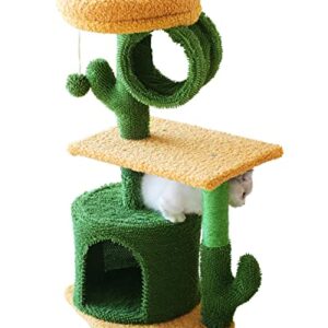 KIYUMI US20L Cat Tree Cat Tower Sisal Scratching Posts Cat Condo Play House Hammock Jump Platform Cat Furniture Activity Center Green