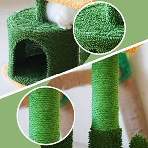 KIYUMI US20L Cat Tree Cat Tower Sisal Scratching Posts Cat Condo Play House Hammock Jump Platform Cat Furniture Activity Center Green