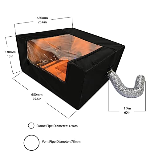 Laser Engraver Enclosure with Smoke Vent and LED Light, Fireproof Fabric, Eye Protection Film, 25x25x13 Inch Laser Engraving Machine Protective Cover,Reduce Laser Beam for COMGO Z1 A5Pro Master2 S2