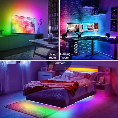 PANGTON VILLA LED Lights fot TV 65-75 Inch, 16.4FT ICRGB TV LED Backlight Kit Work with APP & Remote Control, Music Sync TV LED Lights, TV Lights Behind, USB Powered