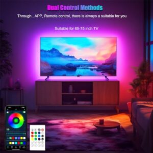 PANGTON VILLA LED Lights fot TV 65-75 Inch, 16.4FT ICRGB TV LED Backlight Kit Work with APP & Remote Control, Music Sync TV LED Lights, TV Lights Behind, USB Powered