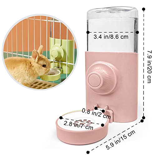 Chngeary Leak Proof Guinea Pig Water Bottle, Automatic Water Filling Rabbit Water Bottle for Hamsters, Bunny, Cats.Easy to Use, Install and Clean(Pink)