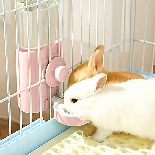 Chngeary Leak Proof Guinea Pig Water Bottle, Automatic Water Filling Rabbit Water Bottle for Hamsters, Bunny, Cats.Easy to Use, Install and Clean(Pink)