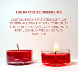 PartyLite Tealight Candles, Fragranced Colored Wax with Clear Container, 12 Pack Tea Lights, Made in The USA (Rose Vetiver)