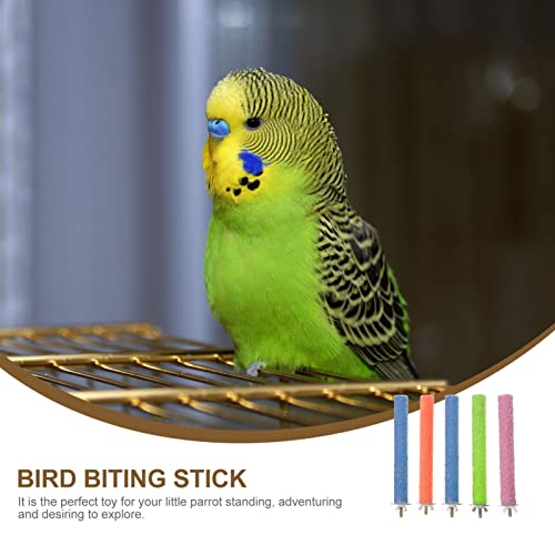 5pcs Grinding Budgies Wooden Parakeets Hanging Stand Conure Food Accessories Cage Cockatiel Balance Bird Climbing Standing for Parakeet Bowl Birdcage Toy: Bite Cockatiels Natural