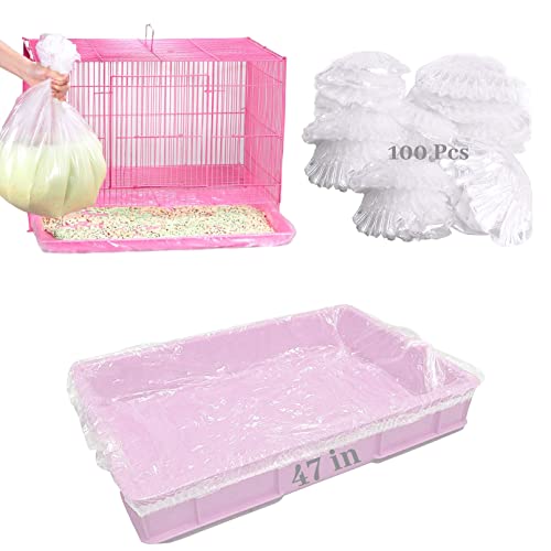 BNOSDM 100 PCS Disposable Rabbit Cage Liner Plastic Guinea Pig Cage Bedding Hamster Litter Pan Bags Universal Toilet Film for Bunny Chinchilla Ferret Hedgehog Small Animals (47")