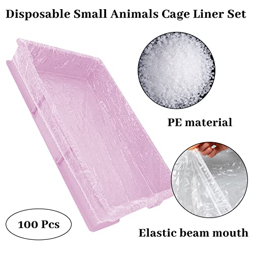 BNOSDM 100 PCS Disposable Rabbit Cage Liner Plastic Guinea Pig Cage Bedding Hamster Litter Pan Bags Universal Toilet Film for Bunny Chinchilla Ferret Hedgehog Small Animals (47")