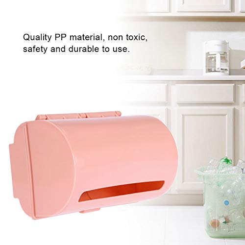 LIZEALUCKY Adhesive Wall Mounted Trash Bags Holder Storage Box Multi-Purpose Garbage Bag Rack for Home Bathroom Kitchen(Pink)