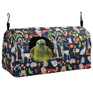 parrot cockatiel warm house bird nest bed winter hanging hammock birds sleeping bed parrot hideway bed polyester fabric washable for parrot parakeet cockatiels budgies lovebird african grey (l)