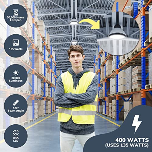 JACS 400W E39 LED Bulb - UFO LED High Bay Light - 400W MH/HPS Replacement 5000k Daylight 20000 Lumens, Commercial Retrofit for Garage Workshop Warehouse Parking Lot, IP65