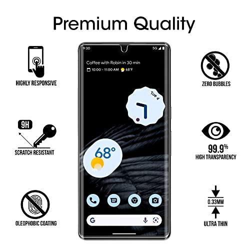 amFilm Elastic Screen Protector for Google Pixel 7 Pro, Pixel 7 Pro 6.7 inch, Google Pixel 7 Pro 5G, Fingerprint ID Compatible, HD Clear, TPU Film Full Coverage, Thermoplastic Polyurethane, 2 Pack