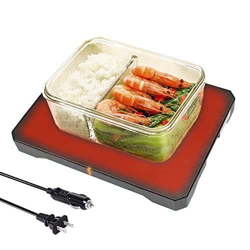 HOMVIDA 3-IN-1 Portable Food Warmer Tray, Turn Your Lunch Bag into Potable Oven - 12V / 24V / 110V Electric Heating Plate Works with Aluminum Foil Lined Lunch Bags for Car Truck Travel Office