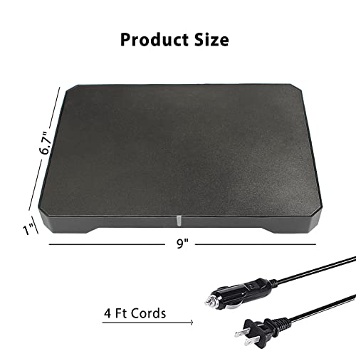 HOMVIDA 3-IN-1 Portable Food Warmer Tray, Turn Your Lunch Bag into Potable Oven - 12V / 24V / 110V Electric Heating Plate Works with Aluminum Foil Lined Lunch Bags for Car Truck Travel Office