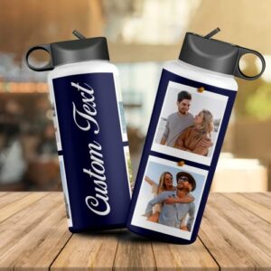 Vintage Style Personalized Water Bottle, Custom Cup With Photo Text Picture 20 Oz Stainless Steel Water Bottle Customized Coffee Travel Mug Birthday Christmas Gifts