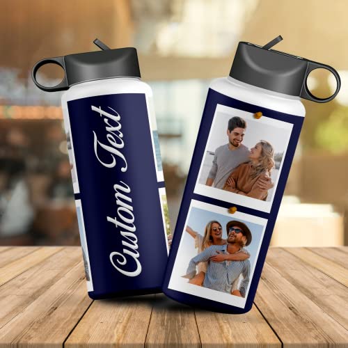 Vintage Style Personalized Water Bottle, Custom Cup With Photo Text Picture 20 Oz Stainless Steel Water Bottle Customized Coffee Travel Mug Birthday Christmas Gifts