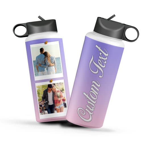 Vintage Style Personalized Water Bottle, Custom Cup With Photo Text Picture 20 Oz Stainless Steel Water Bottle Customized Coffee Travel Mug Birthday Christmas Gifts