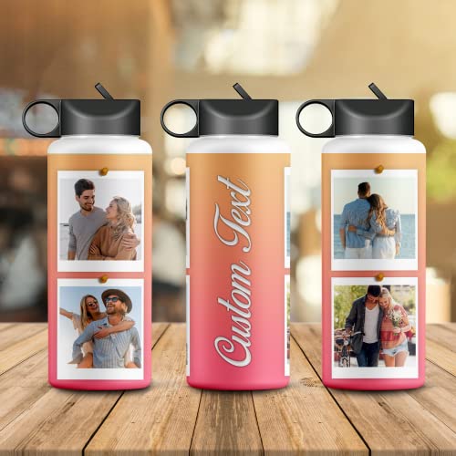 Vintage Style Personalized Water Bottle, Custom Cup With Photo Text Picture 20 Oz Stainless Steel Water Bottle Customized Coffee Travel Mug Birthday Christmas Gifts