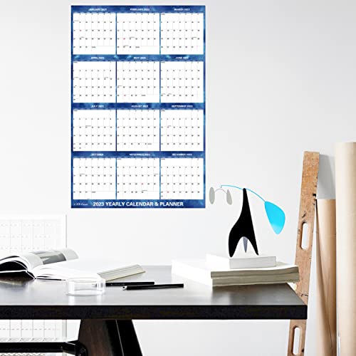 32" x 48" 2023 Wall Calendar Dry Erase - Large Blue Starry Sky Calendar Wet & Dry Erasable Laminated 12 Month Annual Yearly Planner, Reversible, Horizontal/Vertical (2023 Wall Calendar)