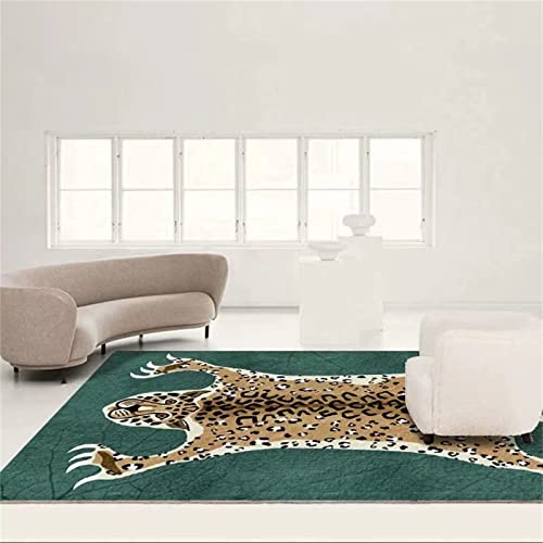 MEIYIXIN Modern Indoor Home Living Room Area Rugs, Print Leopard Area Rug, (Leopard Print-Green, 5x8Feet)