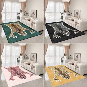 MEIYIXIN Modern Indoor Home Living Room Area Rugs, Print Leopard Area Rug, (Leopard Print-Green, 5x8Feet)