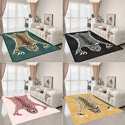 MEIYIXIN Modern Indoor Home Living Room Area Rugs, Print Leopard Area Rug, (Leopard Print-Green, 5x8Feet)