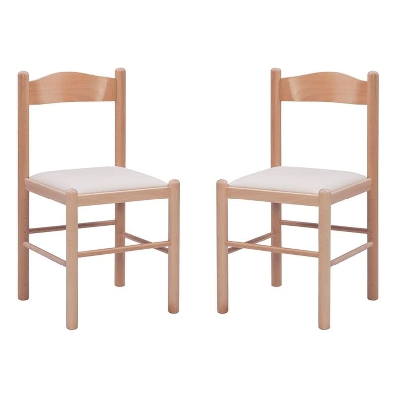 Linon Julian Wood Set of Two Side Dining Chairs in Natural Brown