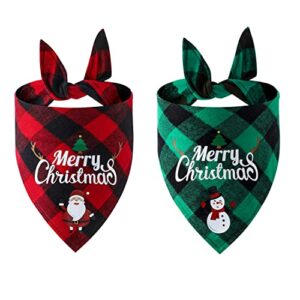 christmas dog bandanas scarf classic buffalo plaid pets bandana triangle bibs kerchief 2 pack merry christmas costume accessories decoration for small medium large dogs cat puppy holiday bandana