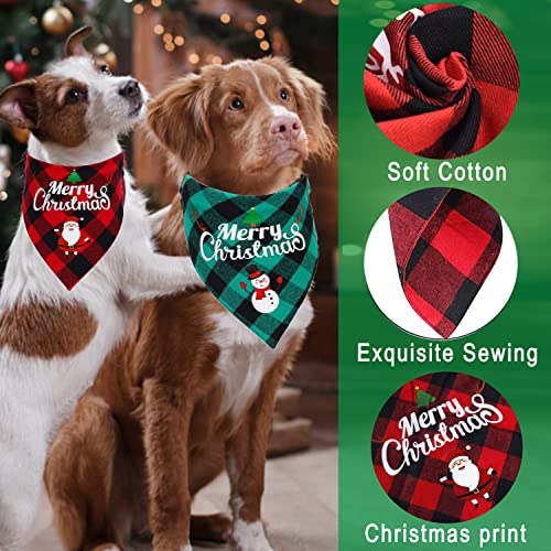 Christmas Dog Bandanas Scarf Classic Buffalo Plaid Pets Bandana Triangle Bibs Kerchief 2 Pack Merry Christmas Costume Accessories Decoration for Small Medium Large Dogs Cat Puppy Holiday Bandana