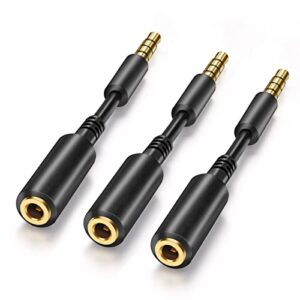 willizter 3 pack 3.5mm headphone extension cable trrs aux 4 pole extender stereo adapter convertor laptop headset phone 3.88 inch