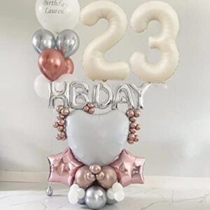 40 Inch Cream White Number 2 Balloons,Large Foil Helium Mylar Birthday Party Balloon 0-9 Matte Nude White Number (2) for Baby Shower Wedding Decorations