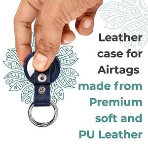 Air Tag Holder for Apple Airtag - Pack of 4 Airtag Keychain Holder Protective tag Tracker for Wallet Dog Collar Luggage and car Keys Keychain | Leather Airtag Holder | Airtag Key Ring | Airtag Cover