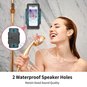 Shower Phone Holder Waterproof 480°Rotation Shower Phone Case Bathroom Wall Mount Phone Holder Adhesive Phone Mount for Shower Wall Mirror Kitchen for iPhone 14 13 12 Pro Max XS XR All 4" - 7" Devices