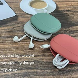 CIXVOEMK Silicone Headphone Organizer-Data Cable Storage Case-Mini Key Box-Portable Wired Headphone Organizer(Red-Grey-Green-3PCS)