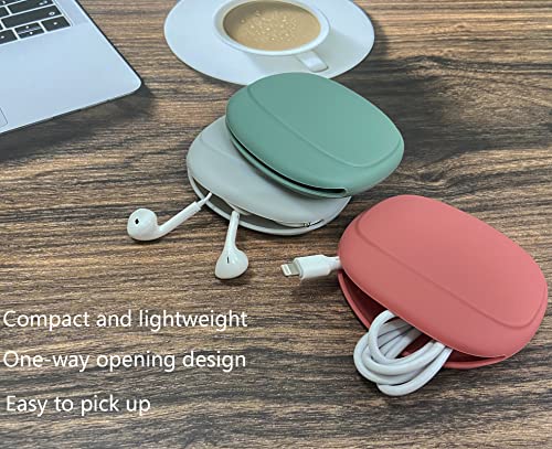 CIXVOEMK Silicone Headphone Organizer-Data Cable Storage Case-Mini Key Box-Portable Wired Headphone Organizer(Red-Grey-Green-3PCS)