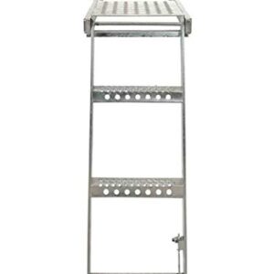 Mytee Products 3 Rung Pull-Out Trailer Step Ladder with Standing Platform Folding Truck Step Galvanized Steel for Use with Trucks, Trailers and RV's