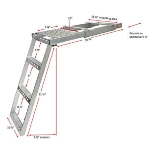 Mytee Products 3 Rung Pull-Out Trailer Step Ladder with Standing Platform Folding Truck Step Galvanized Steel for Use with Trucks, Trailers and RV's