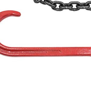 Mytee Products 3/8" x6' G80 15" Long Shank J Hook Tow Chain Recovery w/Eye Cradle Grab Hook - 7100 LBS WLL - Rollback Towing Chain for Car Wrecker Recovery Flatbed Trailers Truck - Towing Equipment