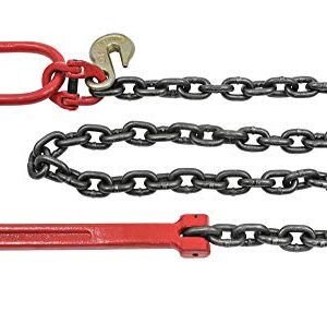 Mytee Products 3/8" x6' G80 15" Long Shank J Hook Tow Chain Recovery w/Eye Cradle Grab Hook - 7100 LBS WLL - Rollback Towing Chain for Car Wrecker Recovery Flatbed Trailers Truck - Towing Equipment