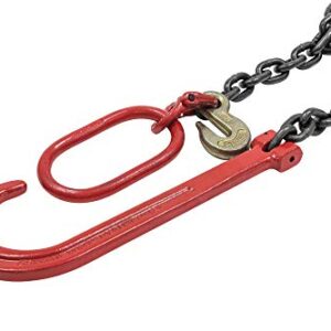 Mytee Products 3/8" x6' G80 15" Long Shank J Hook Tow Chain Recovery w/Eye Cradle Grab Hook - 7100 LBS WLL - Rollback Towing Chain for Car Wrecker Recovery Flatbed Trailers Truck - Towing Equipment