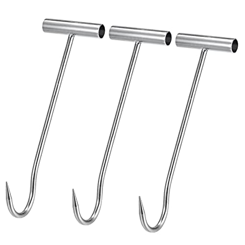 uxcell T-Handle Meat Boning Hook, Galvanized Curved T Hooks for Kitchen Butcher Shop Restaurant 12"(300mm) 3Pcs