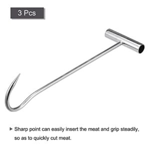 uxcell T-Handle Meat Boning Hook, Galvanized Curved T Hooks for Kitchen Butcher Shop Restaurant 12"(300mm) 3Pcs